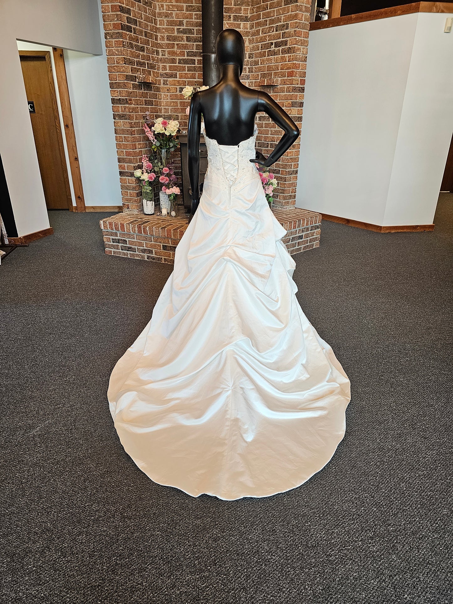 Venus Symphony Ivory Satin Tuck Wedding Gown – Arabella Bridal